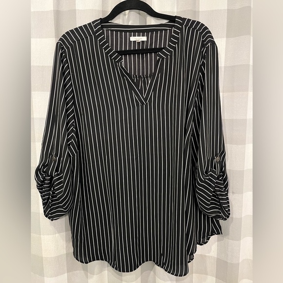 Maurices | Tops | Maurices Black And White Pinstripe Blouse | Poshmark